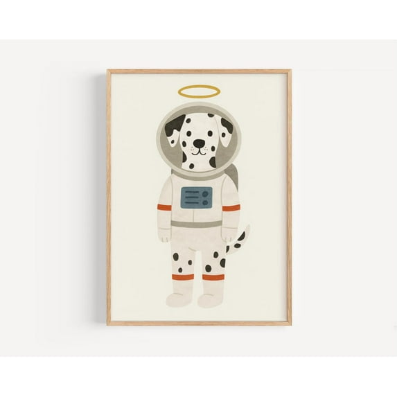 Astronaut Dalmatian Poster: Space Dog Nursery Art, Unframed Canvas Size ...
