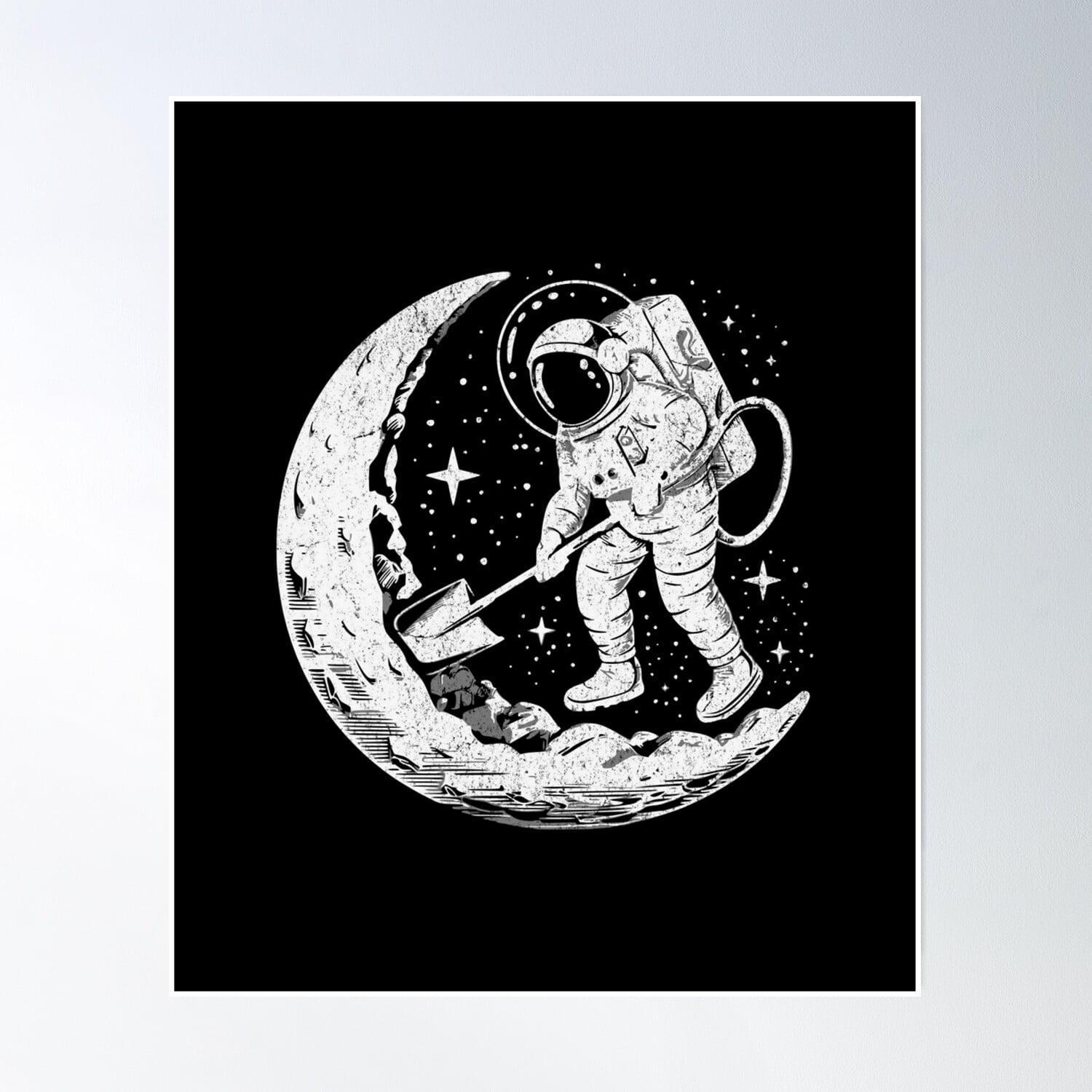 Astronaut Digging On The Moon Space Design Poster Wall Art, Modern Wall ...