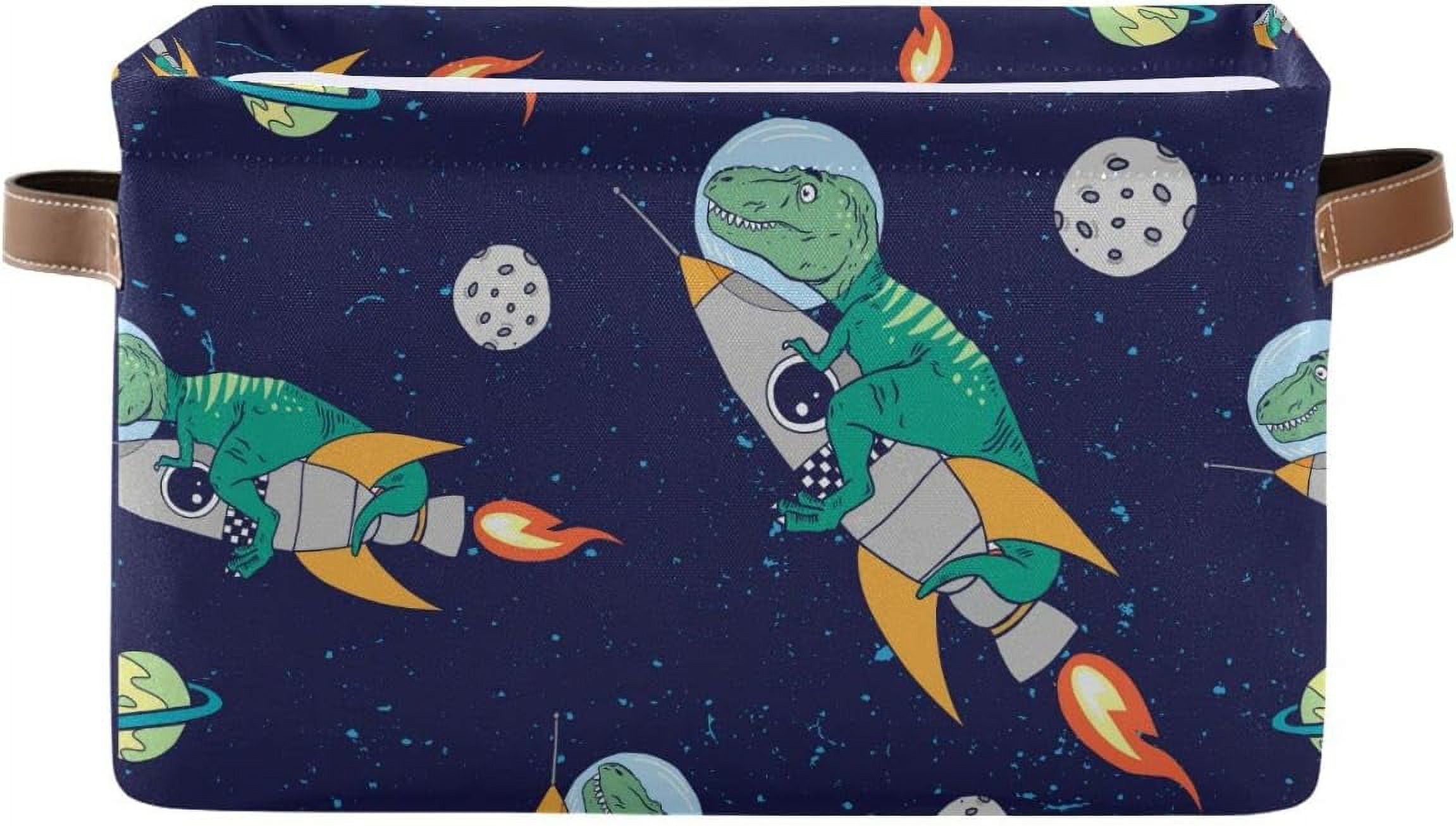 Astronaut Dinosaur and Space Square Storage Basket Storage Bins Canvas ...