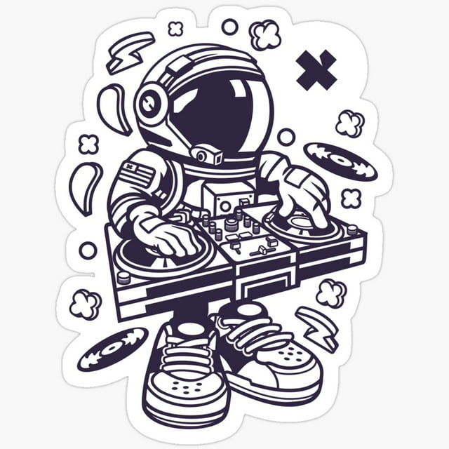 Astronaut Dj - Urban Spaceman Art Sticker Phone Decal Water Bottle ...