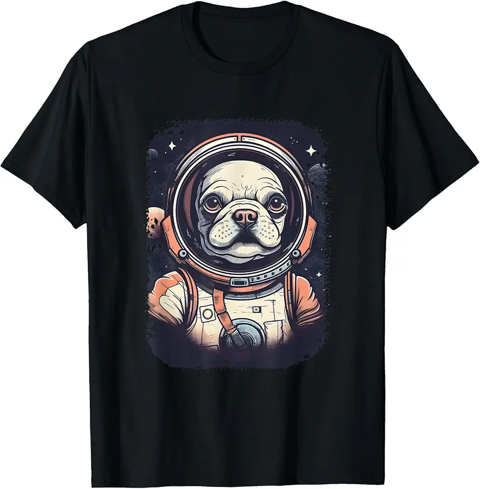 Astronaut Dog With Stars And Planets Floating In Space Art Unisex T ...