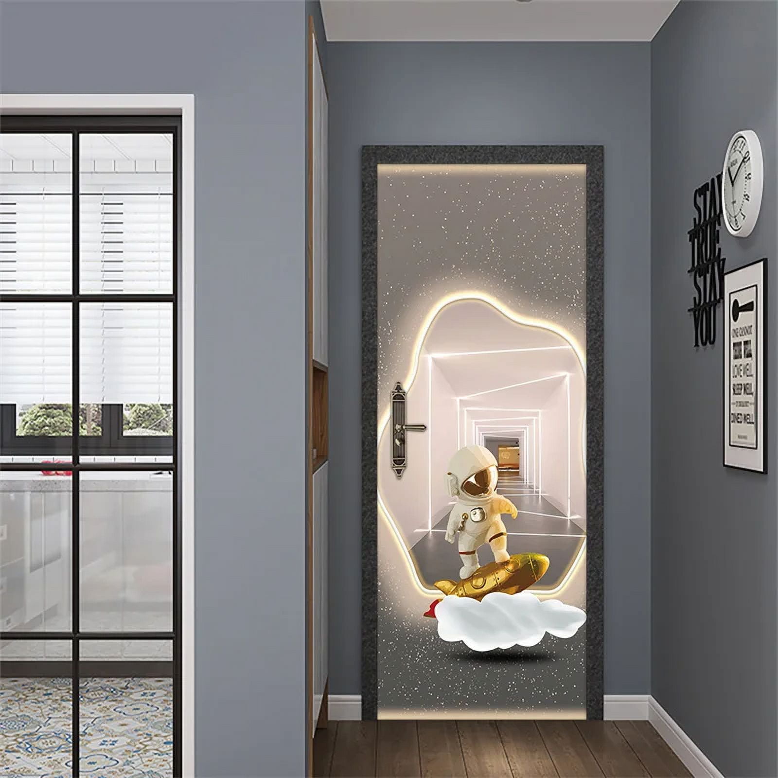 Astronaut Door Sticker r for Children's Room Kids Room Wallpaper Mural PVC Waterproof Sticker ...