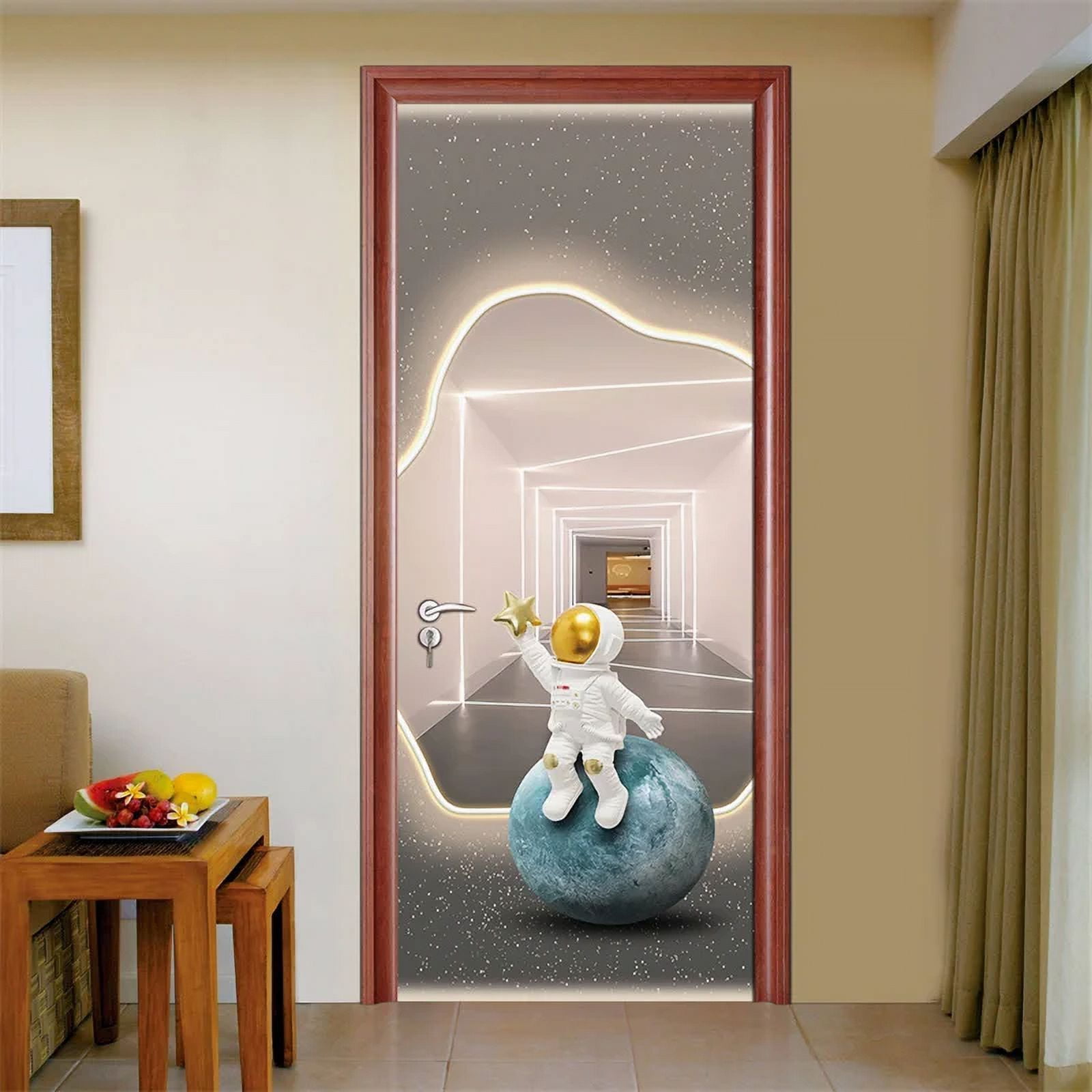 Astronaut Door Sticker r for Children's Room Kids Room Wallpaper Mural ...