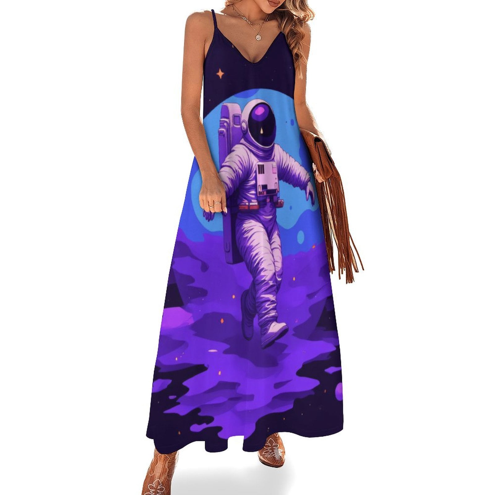 Astronaut Dream Space Adventure Design Sleeveless Dress Woman Fashion ...