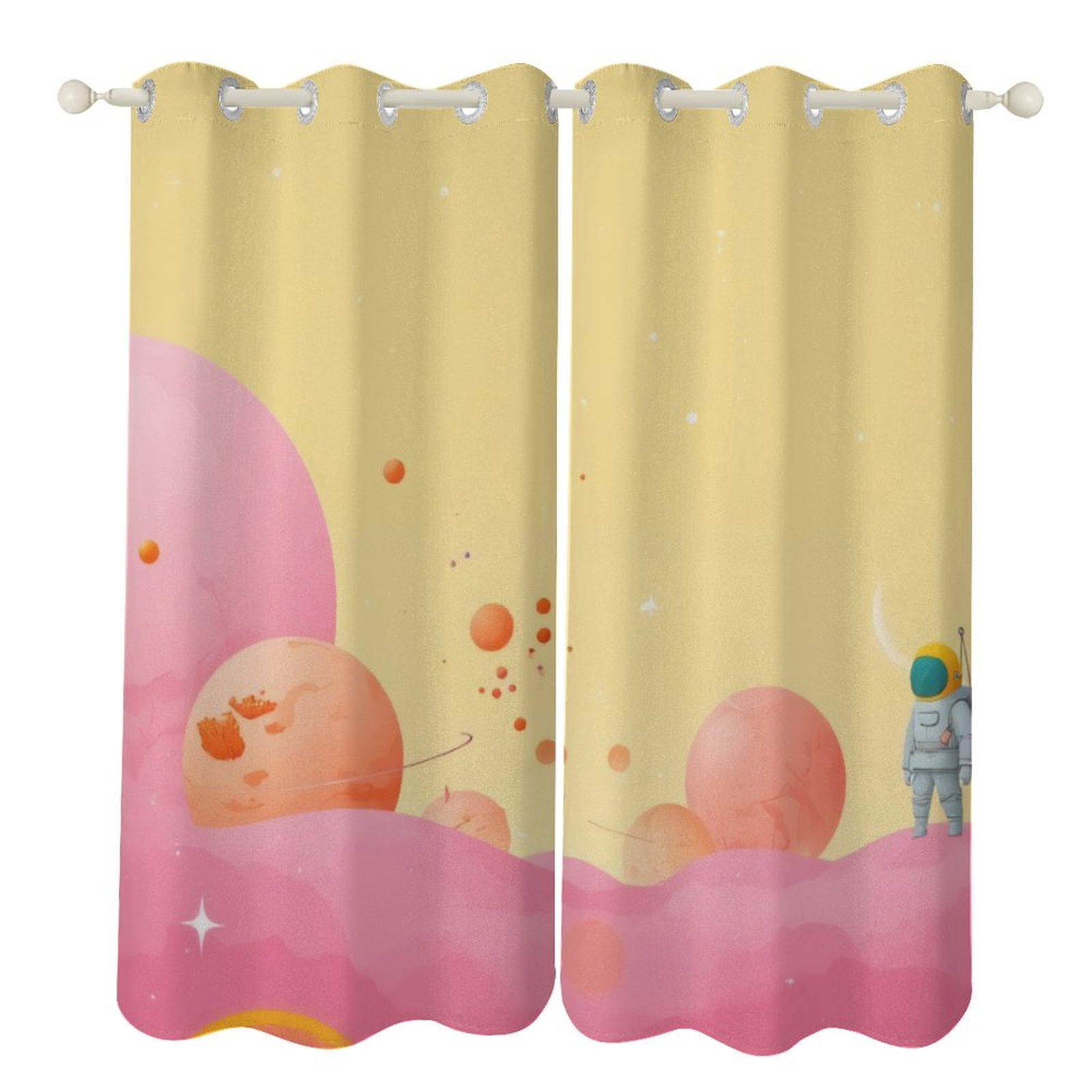 Astronaut Dreamland Planets-1 Luxury Window Curtains Blinds for Living ...