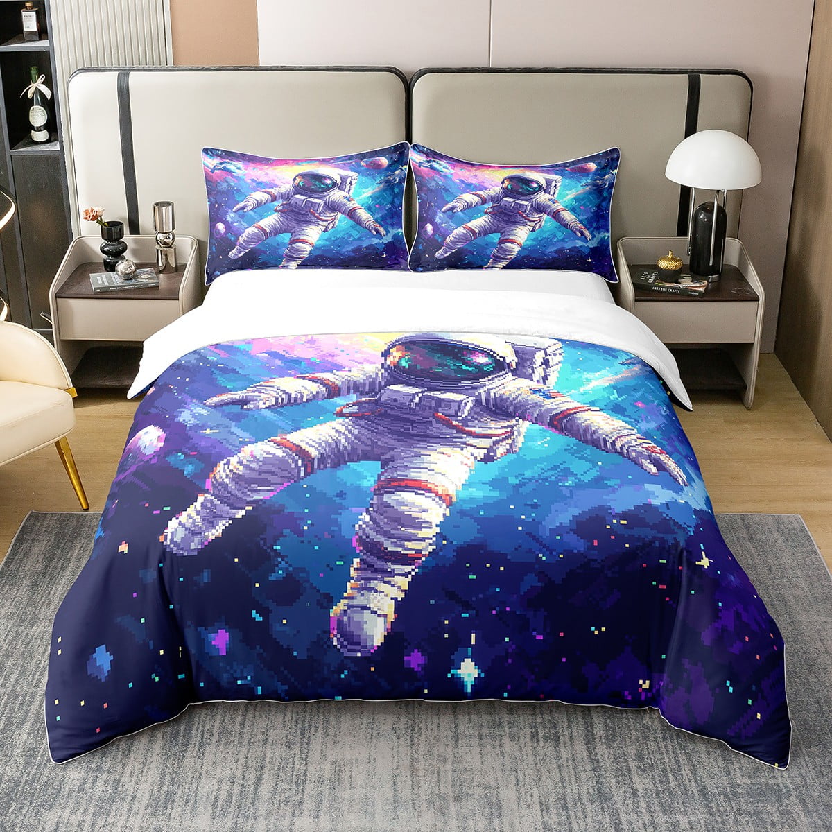 Astronaut Duvet Cover Set 100% Organic Cotton King Size Outer Space ...