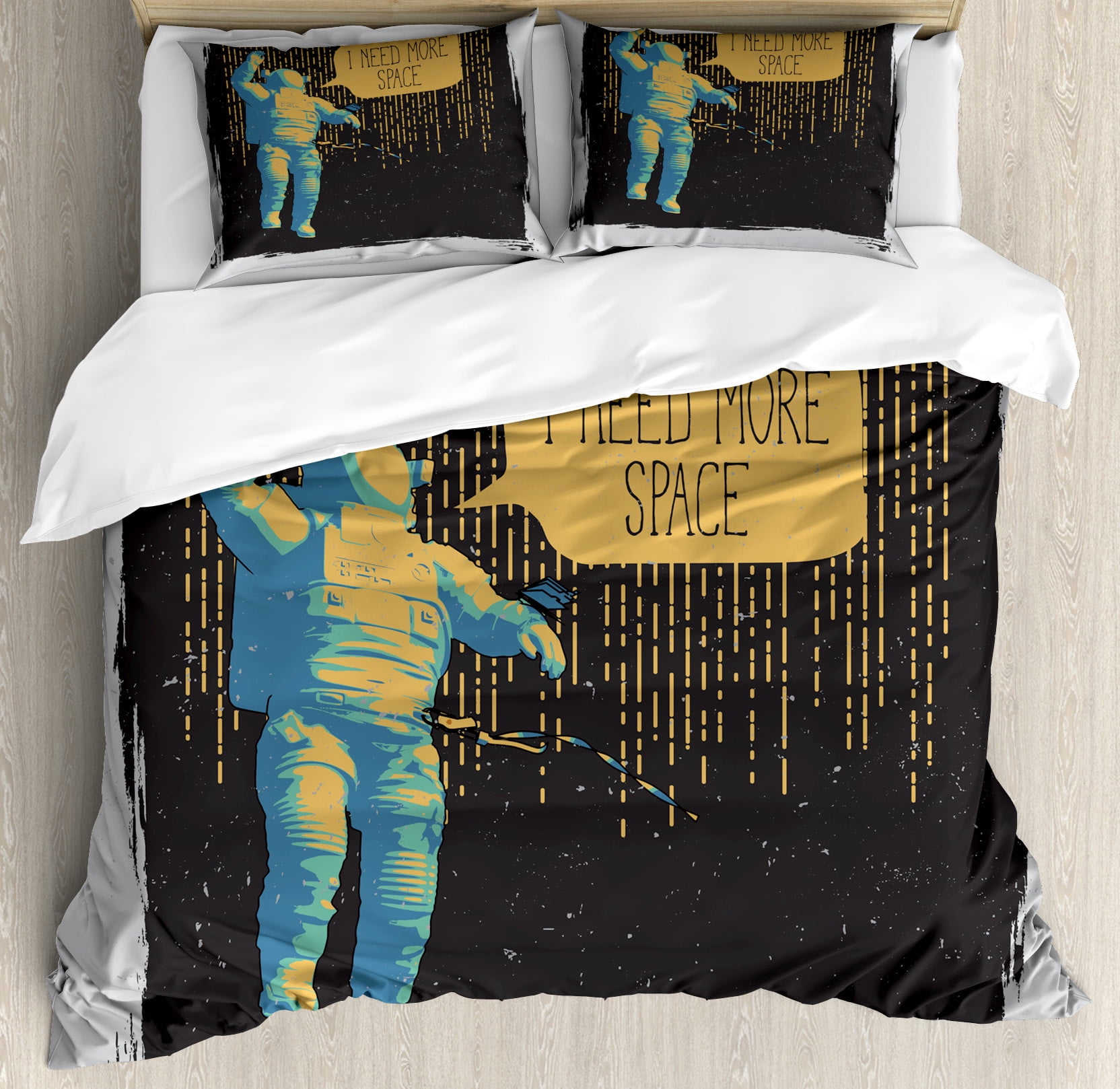 Astronaut Duvet Cover Set, 3D Astronaut I Need More Space Speech Bubble ...