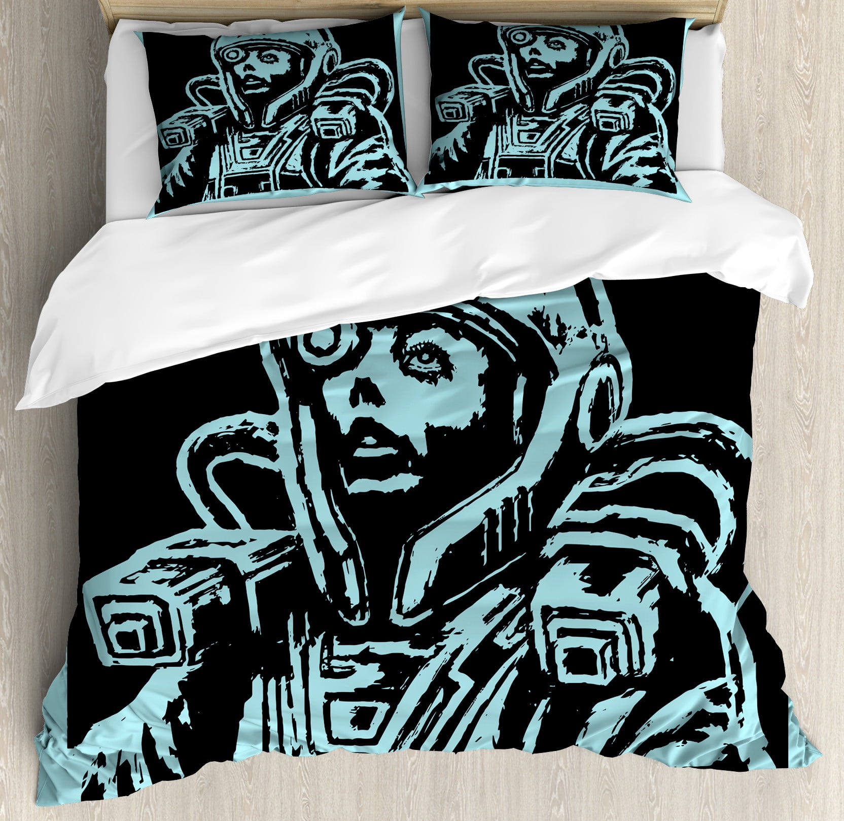 Astronaut Duvet Cover Set, Female Astronaut Space Woman Science Fiction ...