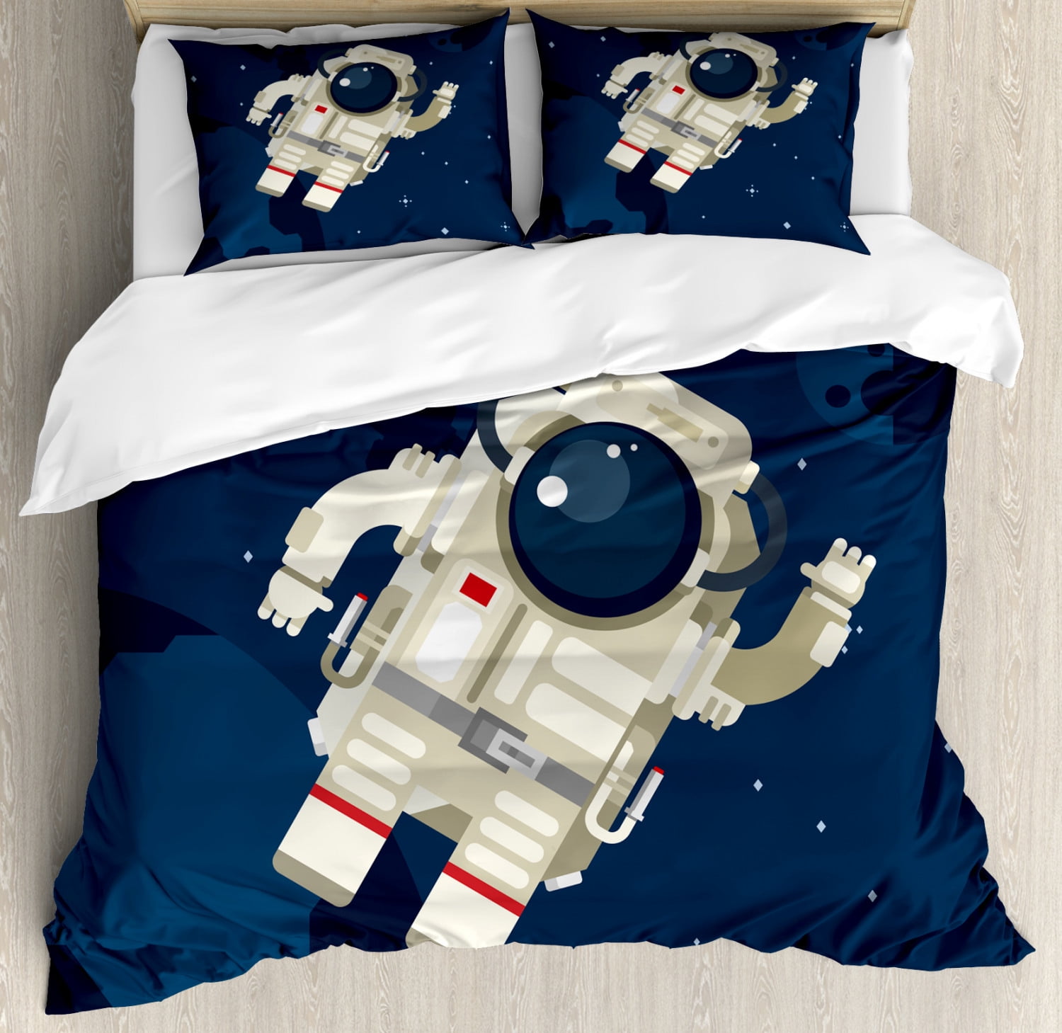 Astronaut Duvet Cover Set, Illustration of a Single Man in Space ...