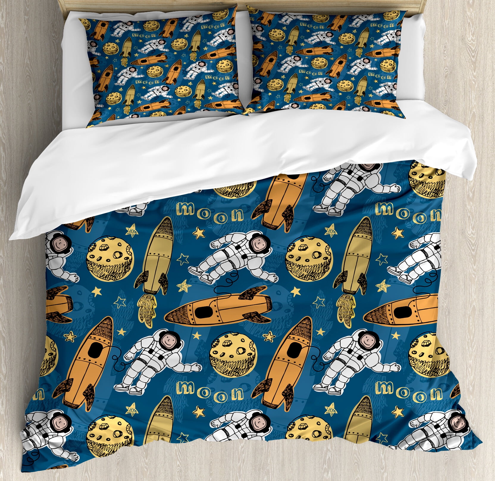 Astronaut Duvet Cover Set, Outer Space Rockets Stars Planets Moon ...