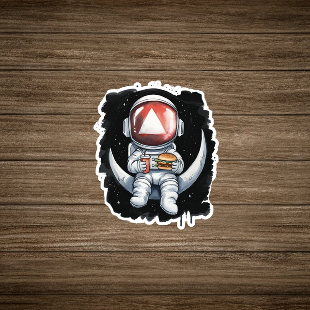 Astronaut Eating Burger In Space Watercolor Sticker SciFi Artphone ...