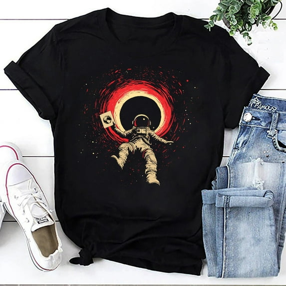 Astronaut Eclipse T-Shirt, Space Galaxy Cosmic Art Tee, Astronaut ...