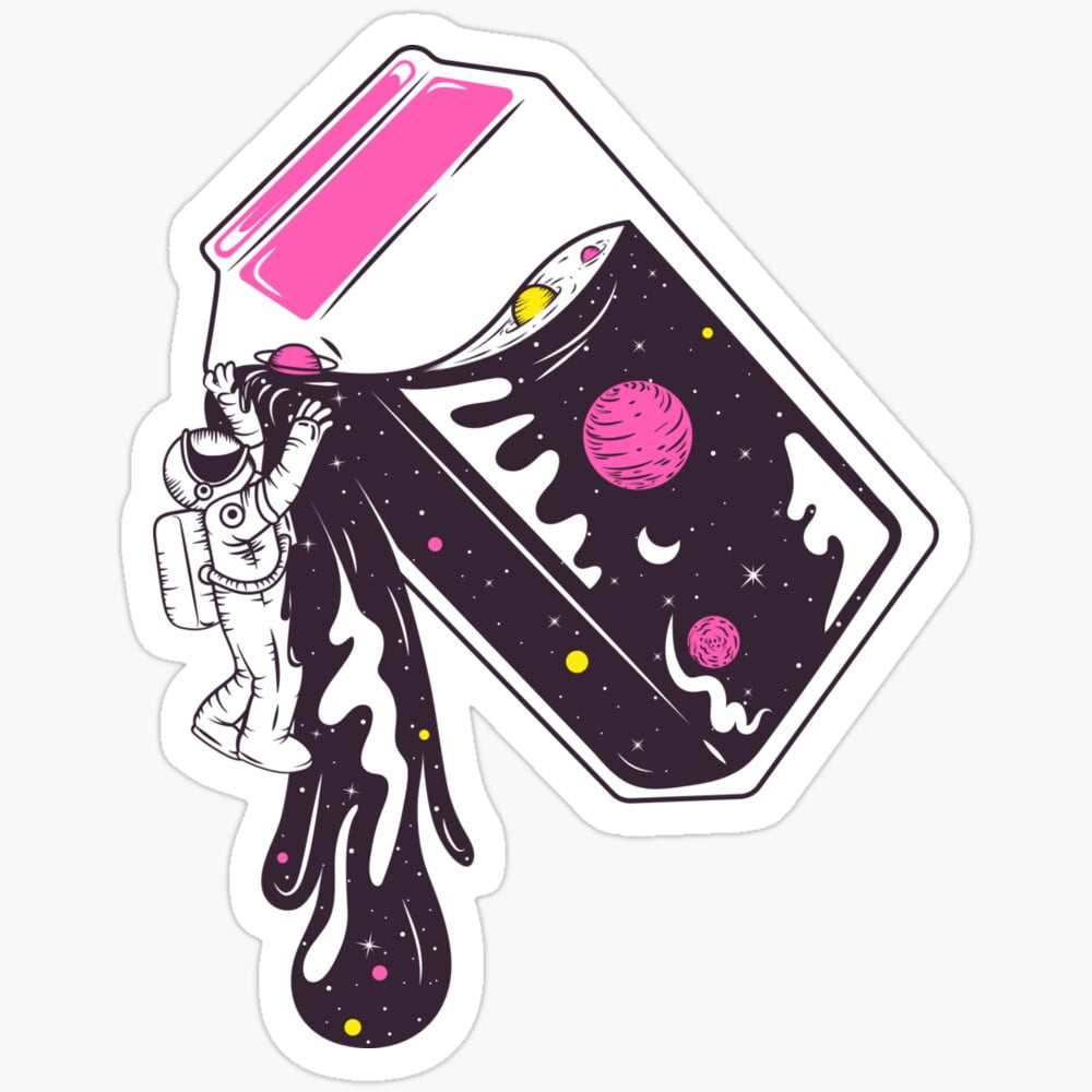 Astronaut Entering Milky Way - Milk Carton Sticker Phone Decal Water ...