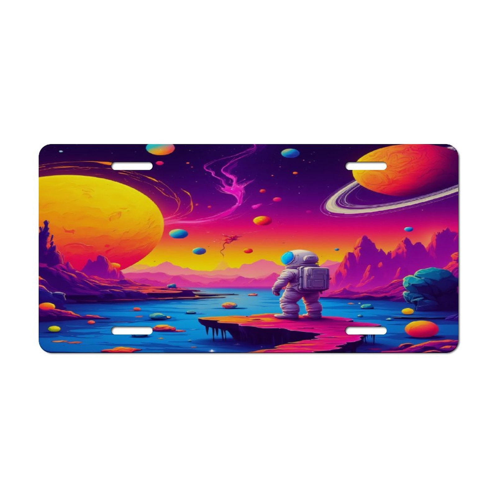 Astronaut Exploring Cosmic Landscape Car Decorative Front License Plate ...