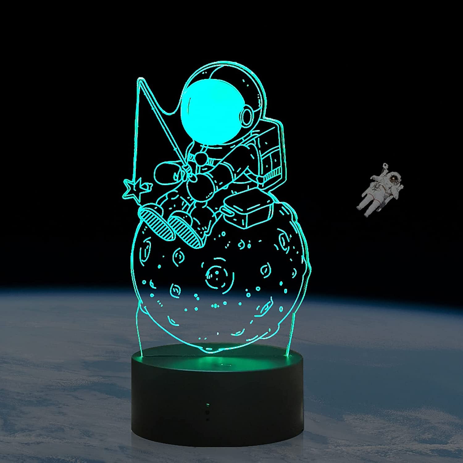 Astronaut Fishing for Starfish on The Moon 3D LED Optical Night Light ...
