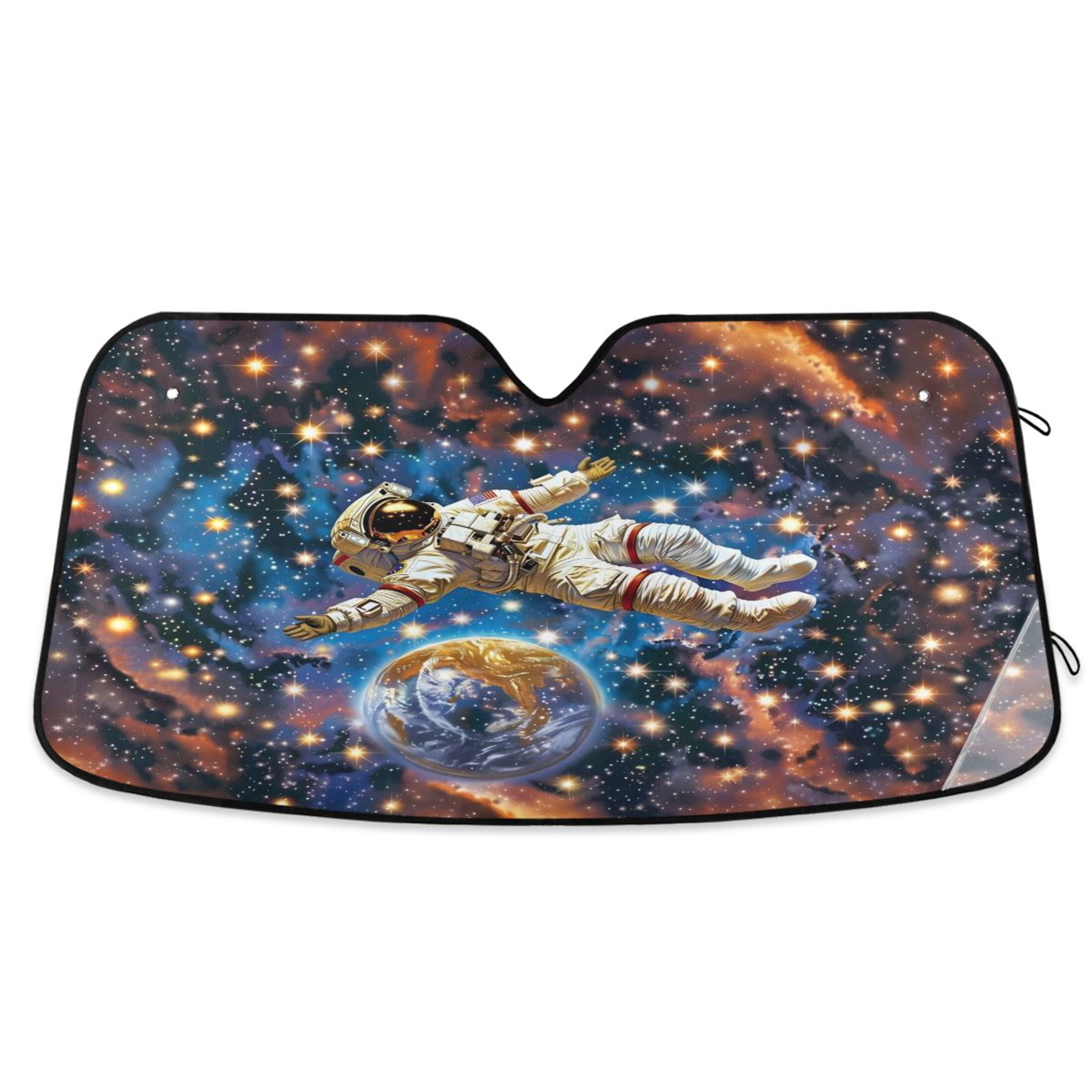 Astronaut Floating Stars Earth Windshield Sun Shade Automobile Visor ...