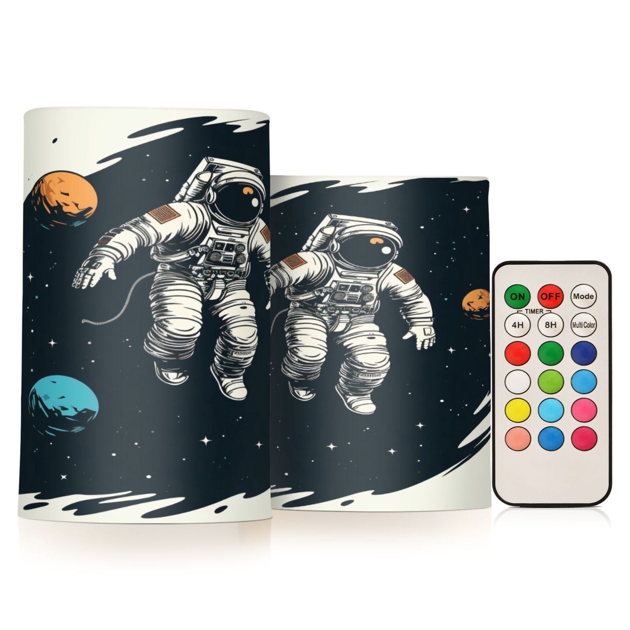 Astronaut Floating in Space Flickering Flameless LED Candles set of 2 ...