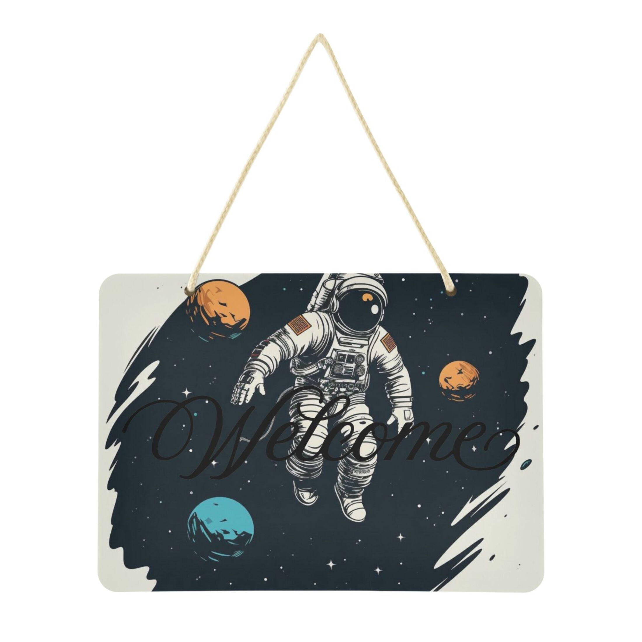 Astronaut Floating in Space Welcome Sign Front Door PVC 14x10 inch ...