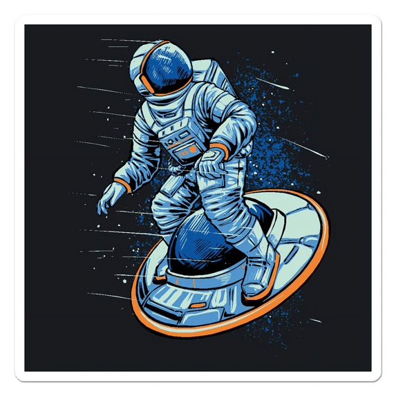 Astronaut Flying Saucer Sticker Phone Decal Water Bottle Stickers Car ...