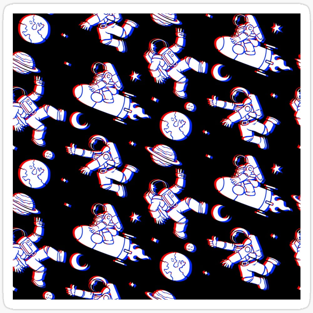 Astronaut Galaxy 3D Pattern Sticker Phone Decal Water Bottle Stickers ...