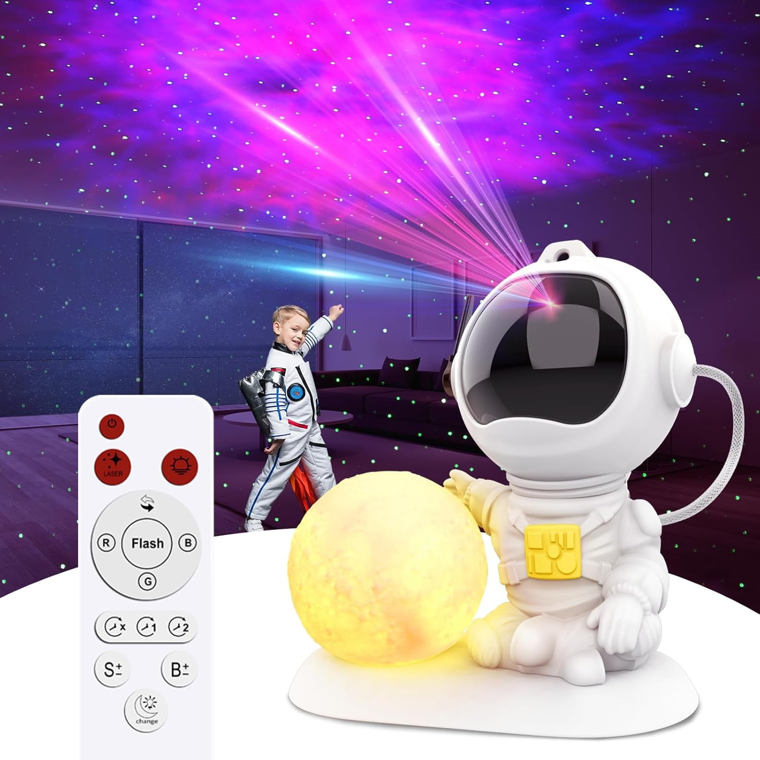 Astronaut Galaxy Projector, 3 in 1 Star Projector with Remote and Timer ...
