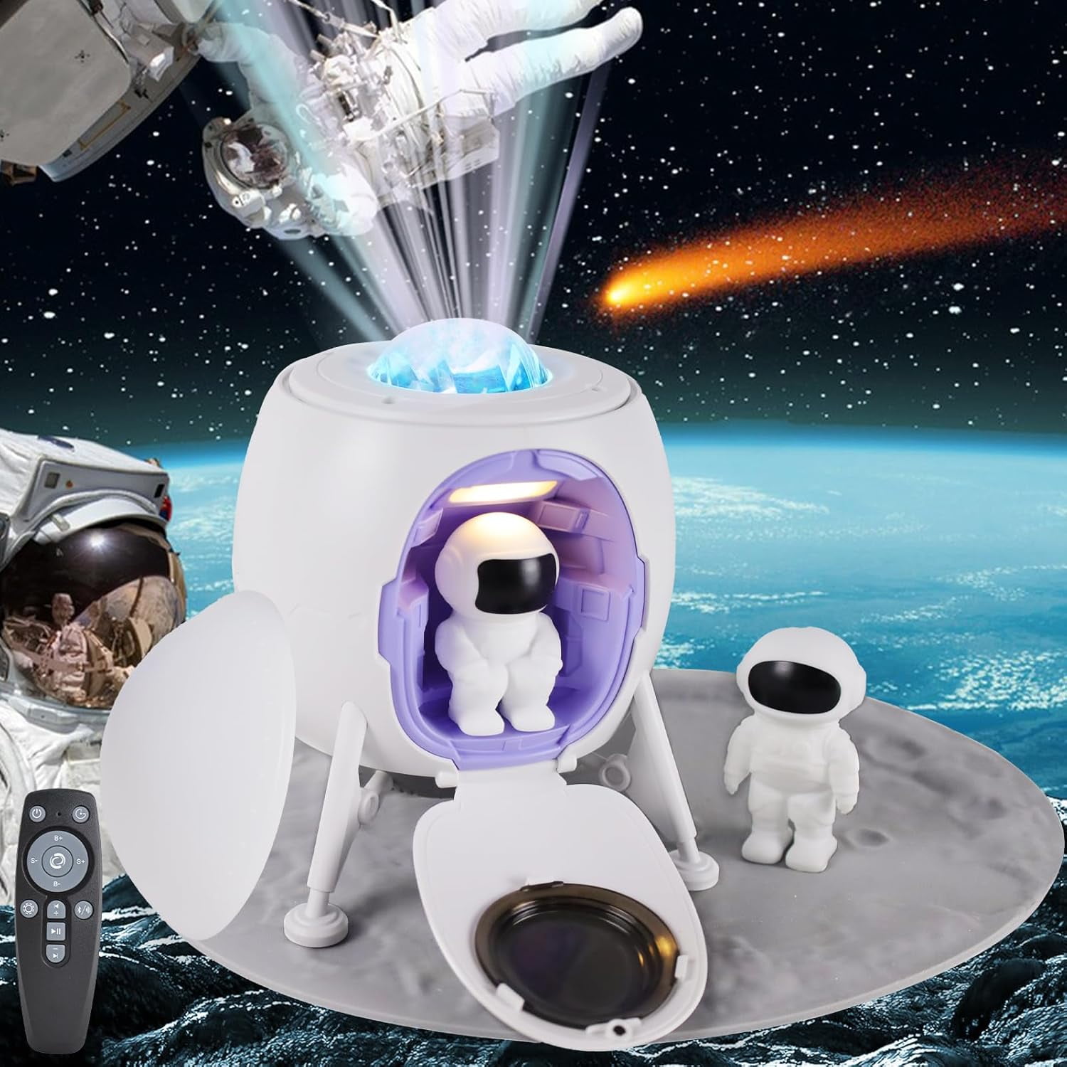 Astronaut Galaxy Star Projector Night Light, Space Man Lander Astronaut ...