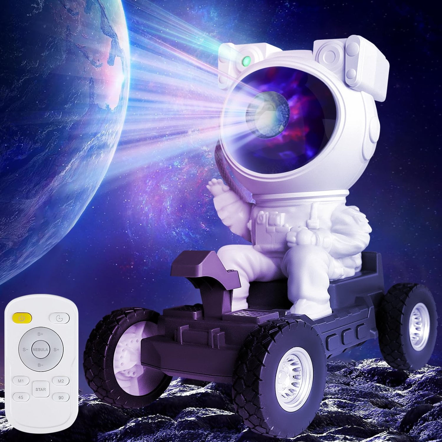 Astronaut Galaxy Star Projector Night Light, Space Man Lunar Rover ...
