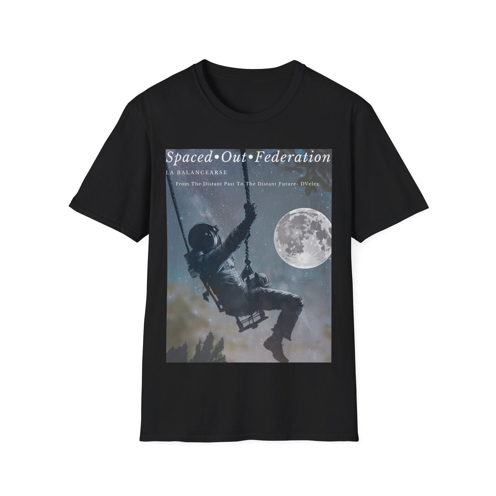 Astronaut Graphic Tee Shirt - Swing and Moon Design - Unisex Soft-Style ...