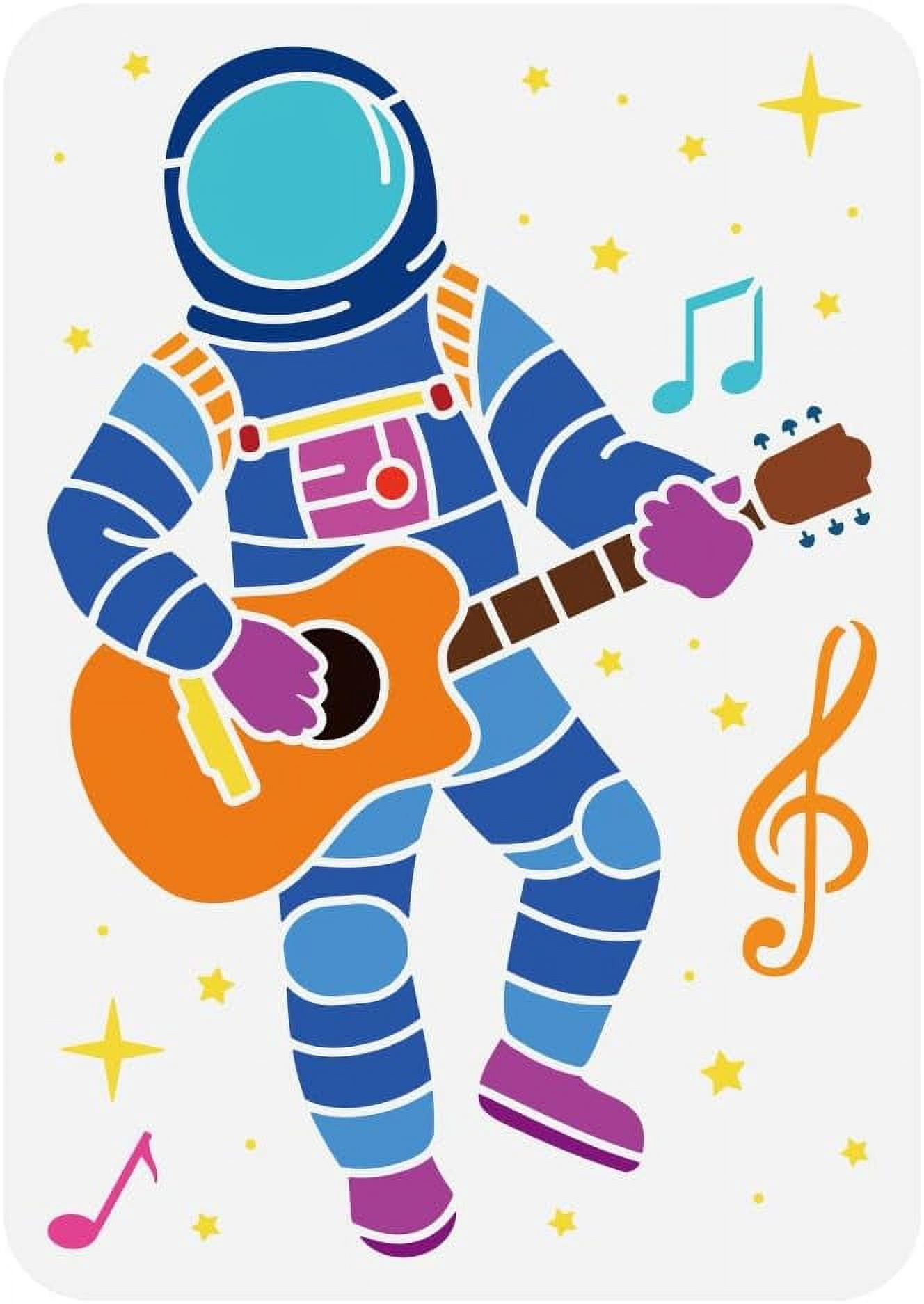 Astronaut Guitar Painting Stencil 8.3x11.7inch Musical Notes Drawing ...