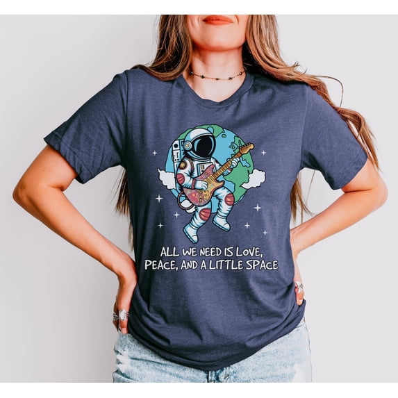 Astronaut Guitar Shirt Space Music Graphic Tee All We Need Is Love ...
