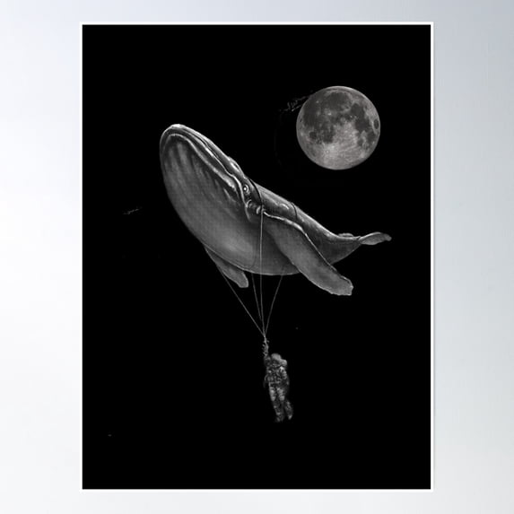 Astronaut Hanging To A Whale Riding Throw The Space Poster Wall Art ...