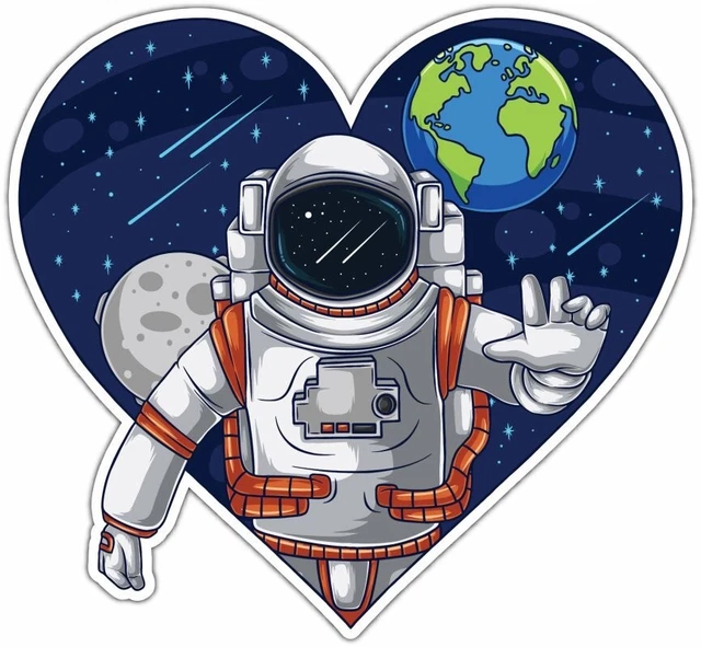Astronaut Heart Space Cosmonaut Pilot Star Car Stickerphone Decal Water ...