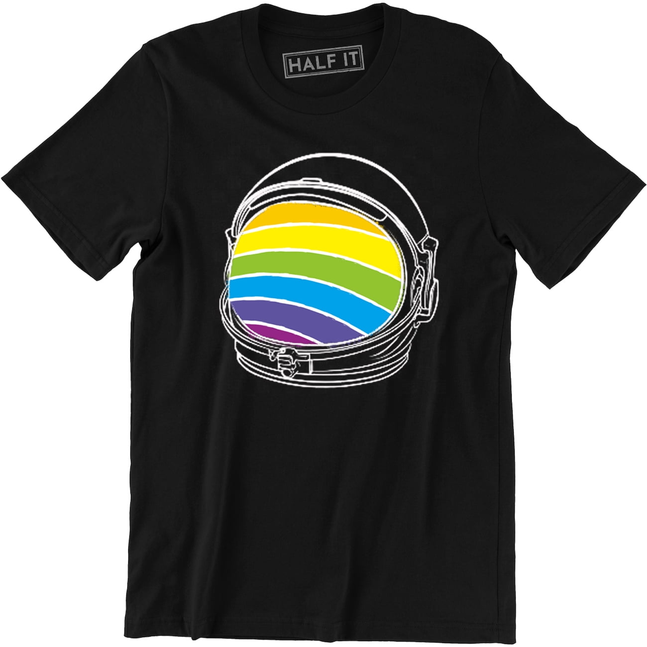 Astronaut Helmet Colorful Line Graphic - LGBT Bi Gay Men's T-Shirt ...