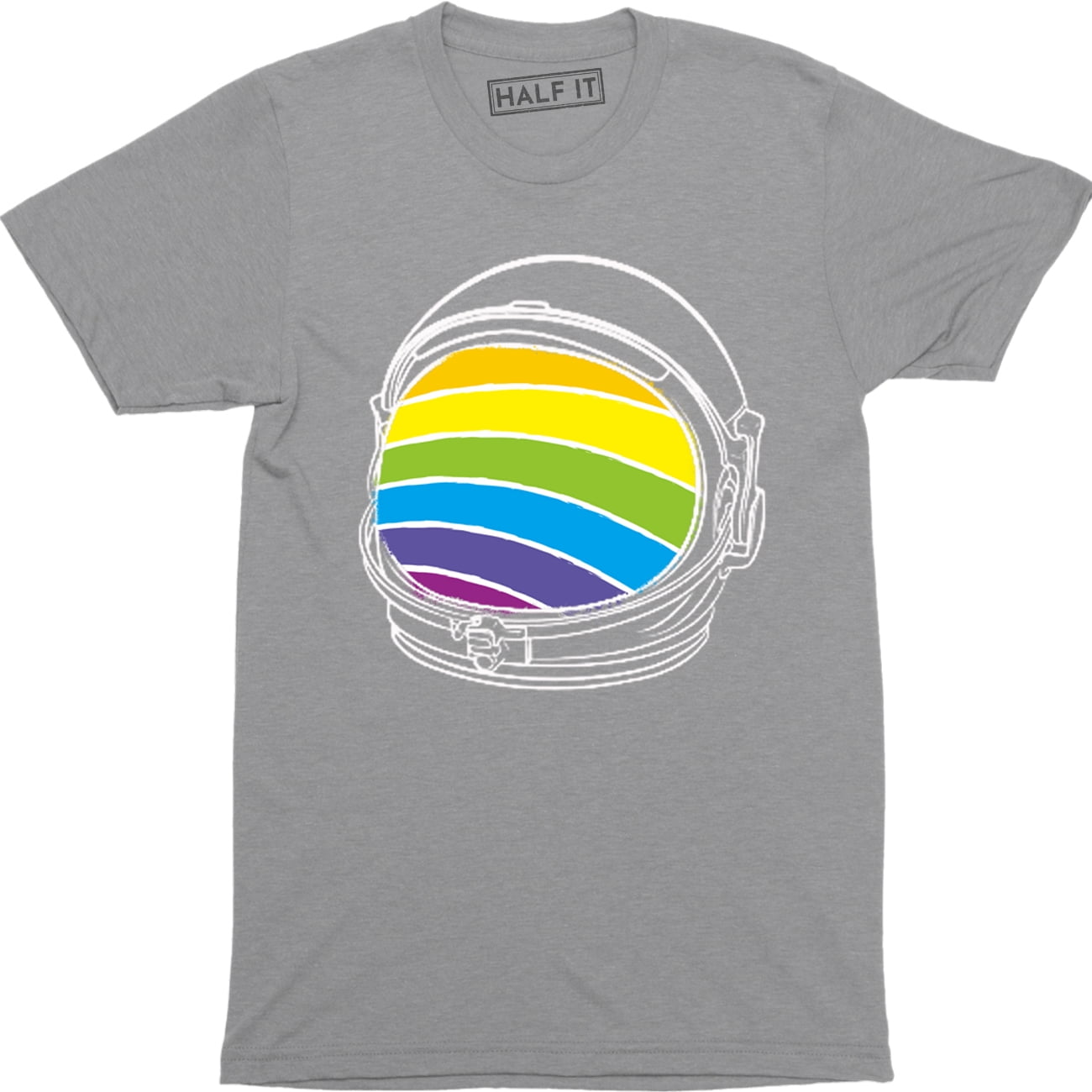 Astronaut Helmet Colorful Line Graphic - LGBT Bi Gay Men's T-Shirt ...
