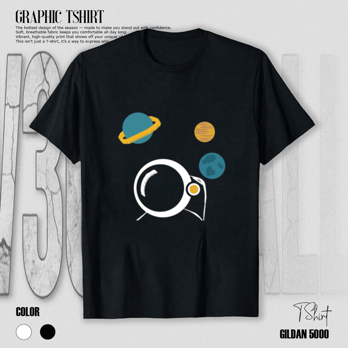 Astronaut Helmet Planet Space Graphic T-shirt, for men & women, S-5XL ...