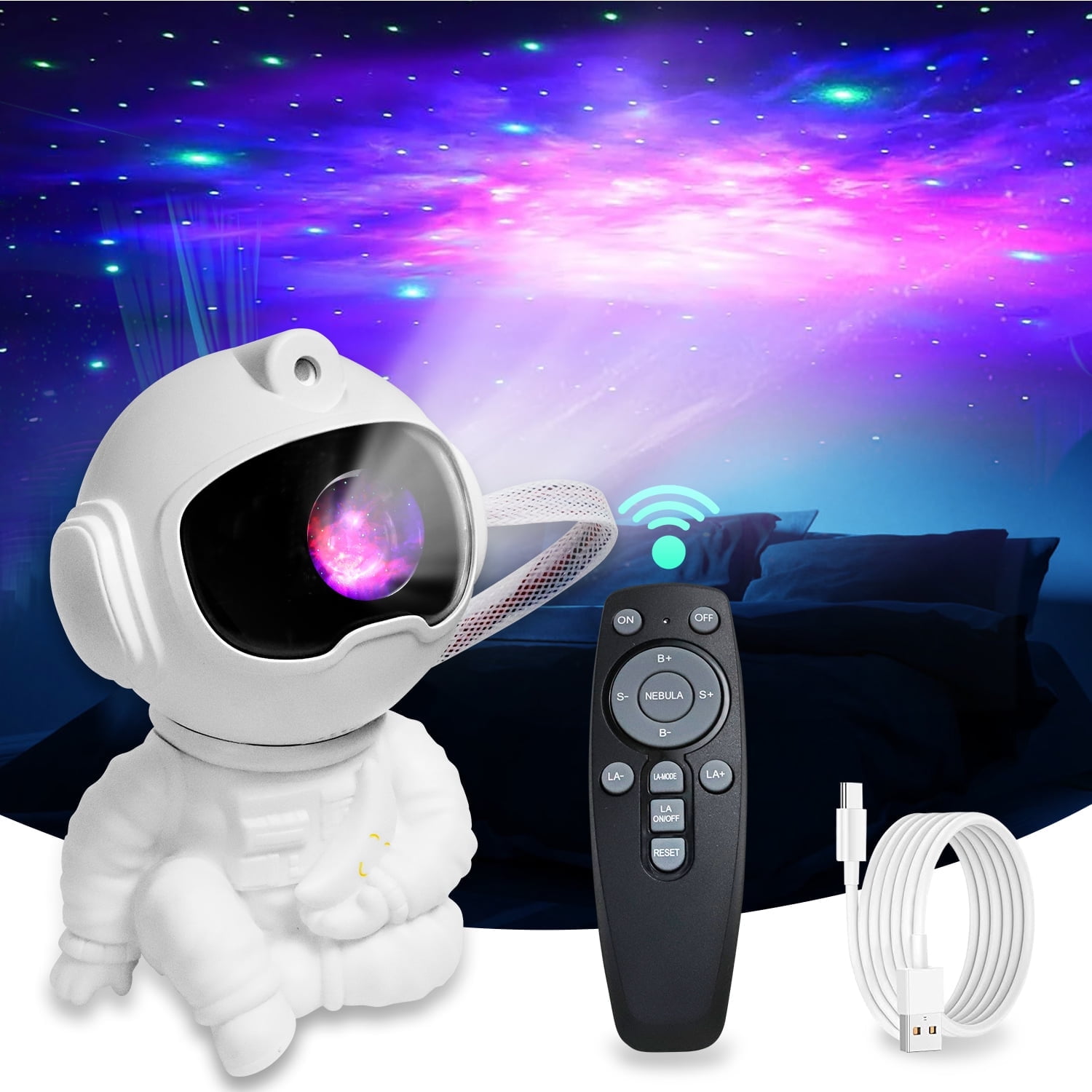 Astronaut Holding The Moon LED Nebula Star Projector Night Light,with ...