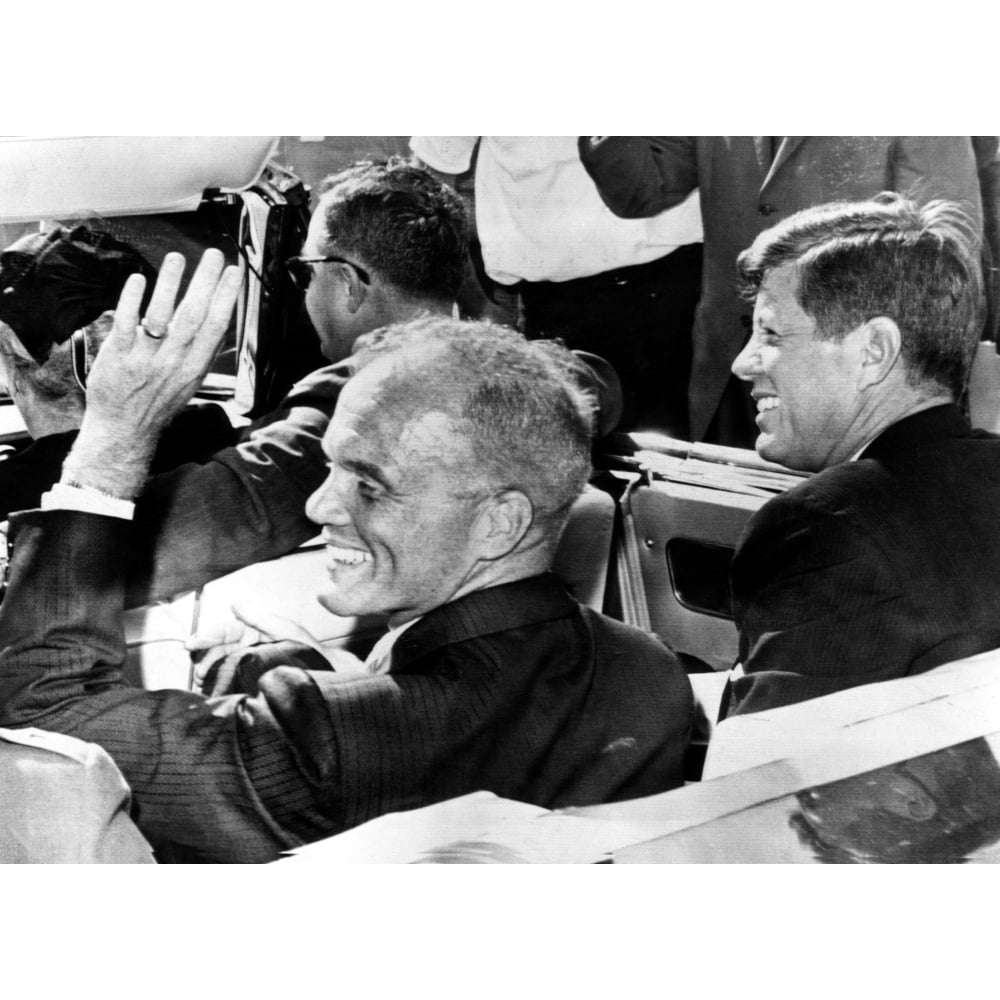 Astronaut John Glenn And President John F. Kennedy Wave And Smile To A ...