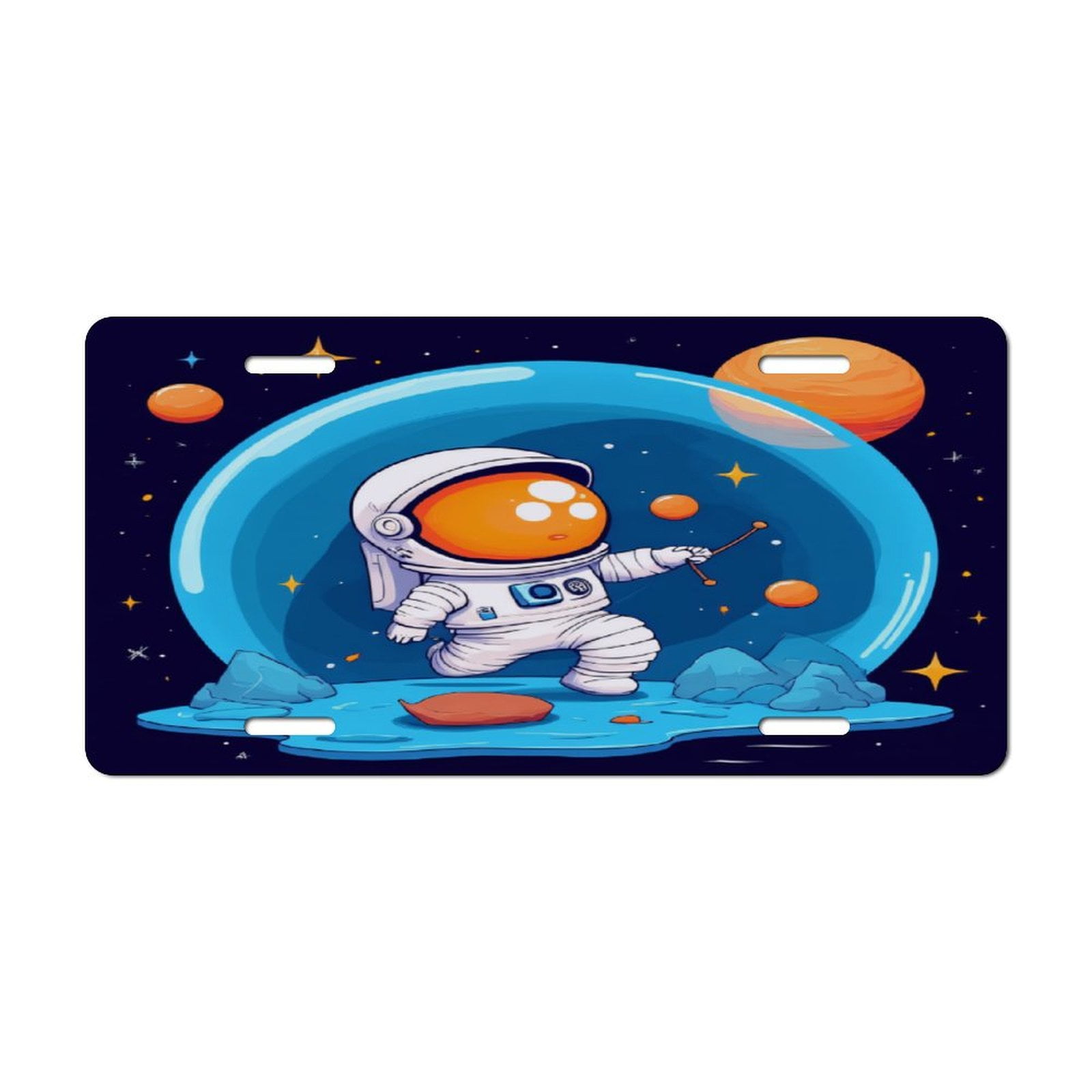 Astronaut Juggling Planets in Space License Plate Lightweight Aluminum ...