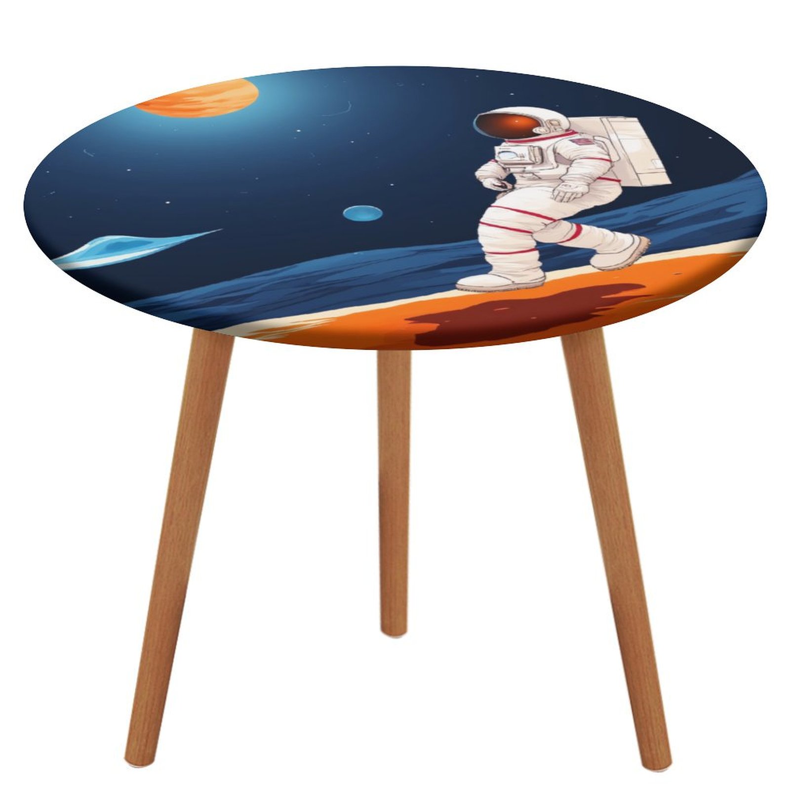 Astronaut Mars Adventure Tablecloth Round Elastic Fitted Waterproof ...