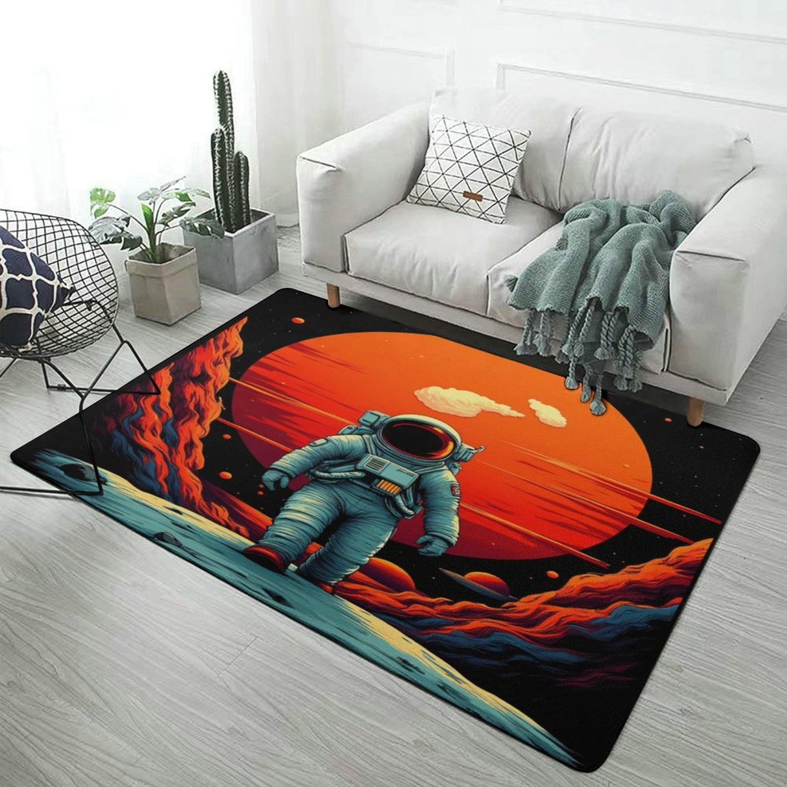 Astronaut Mars Sunset Adventure Carpet Rug for Home Living Room Bedroom ...
