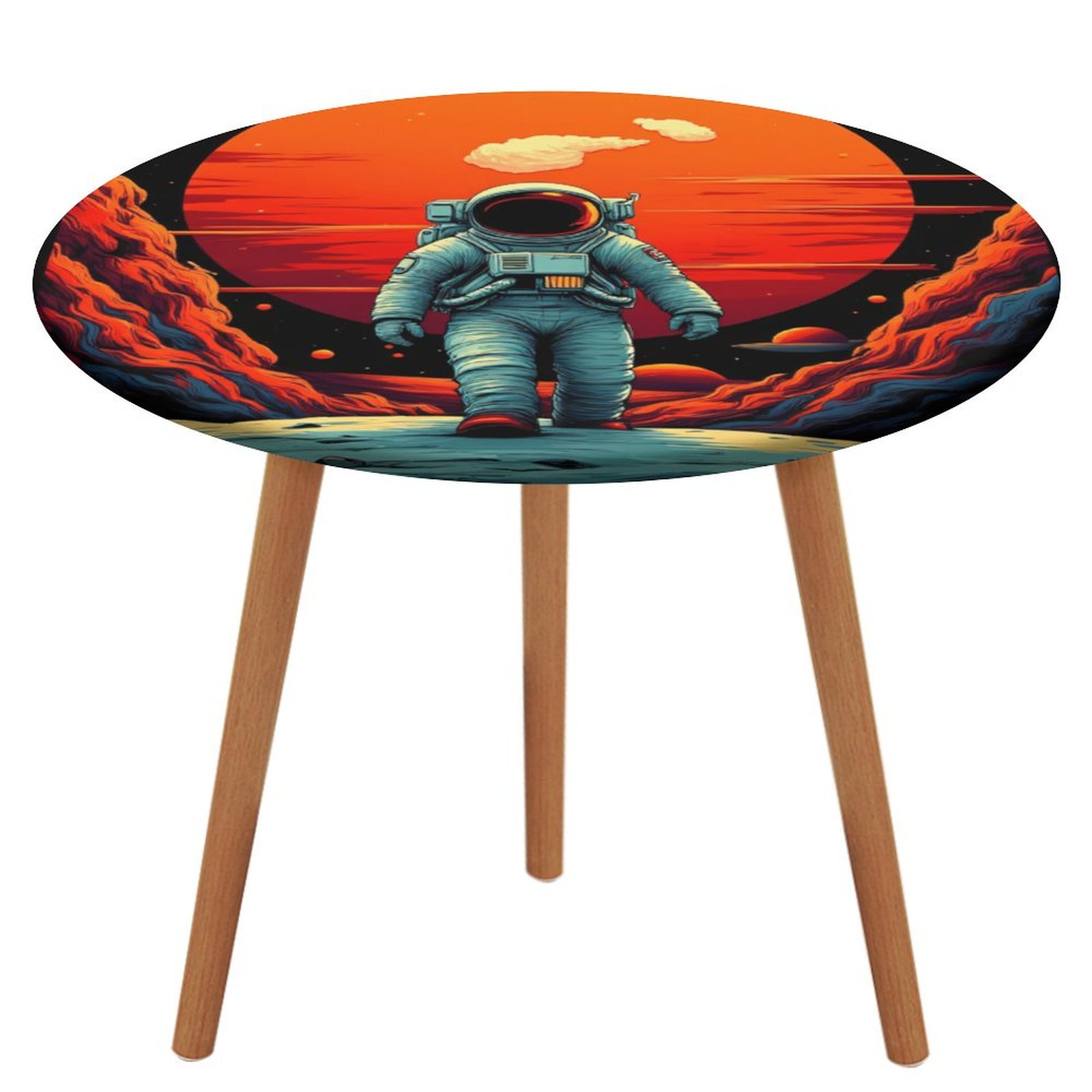 Astronaut Mars Sunset Adventure Pattern Round Tablecloth Waterproof ...