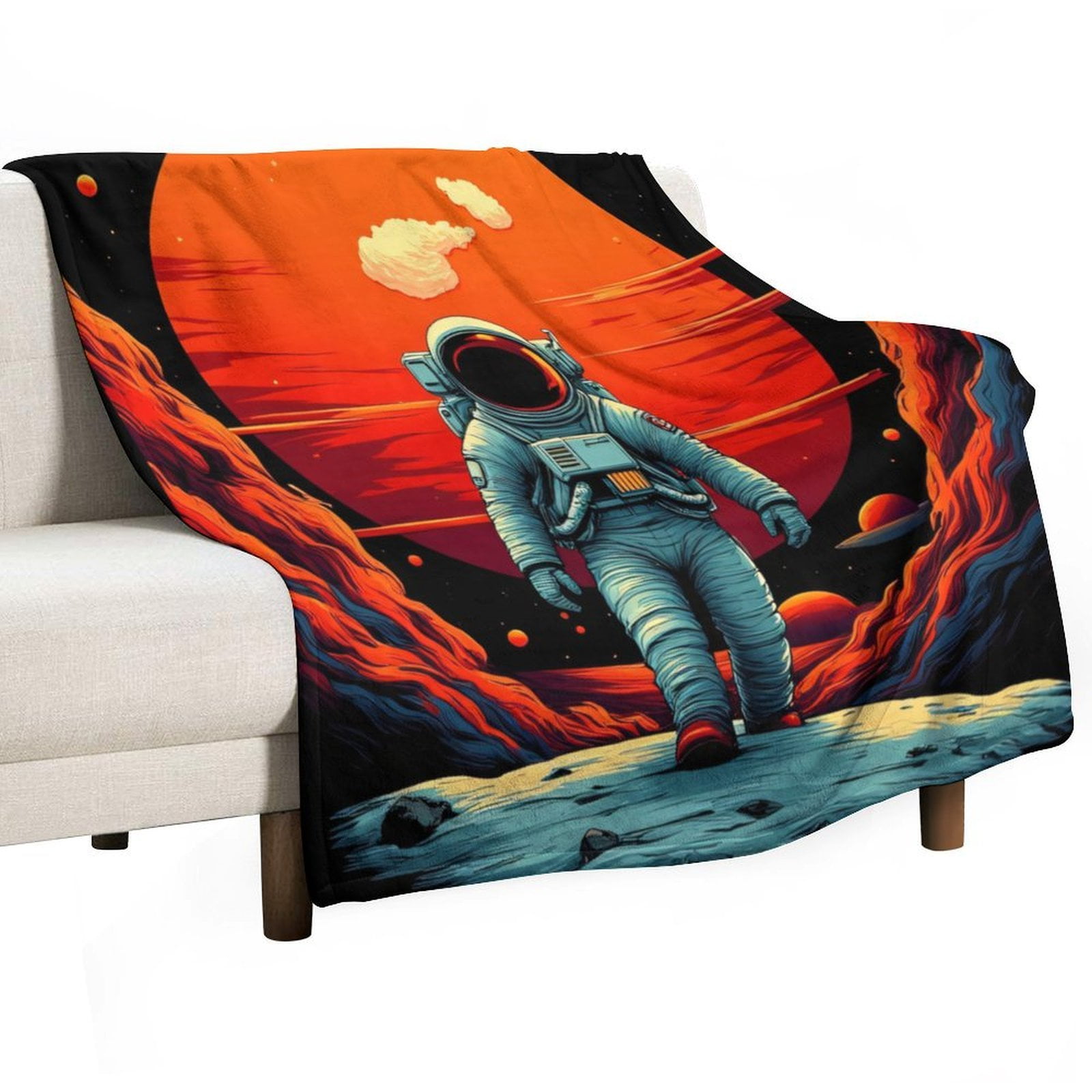 Astronaut Mars Sunset Adventure Throws Blankets for Sofa Bed Winter ...