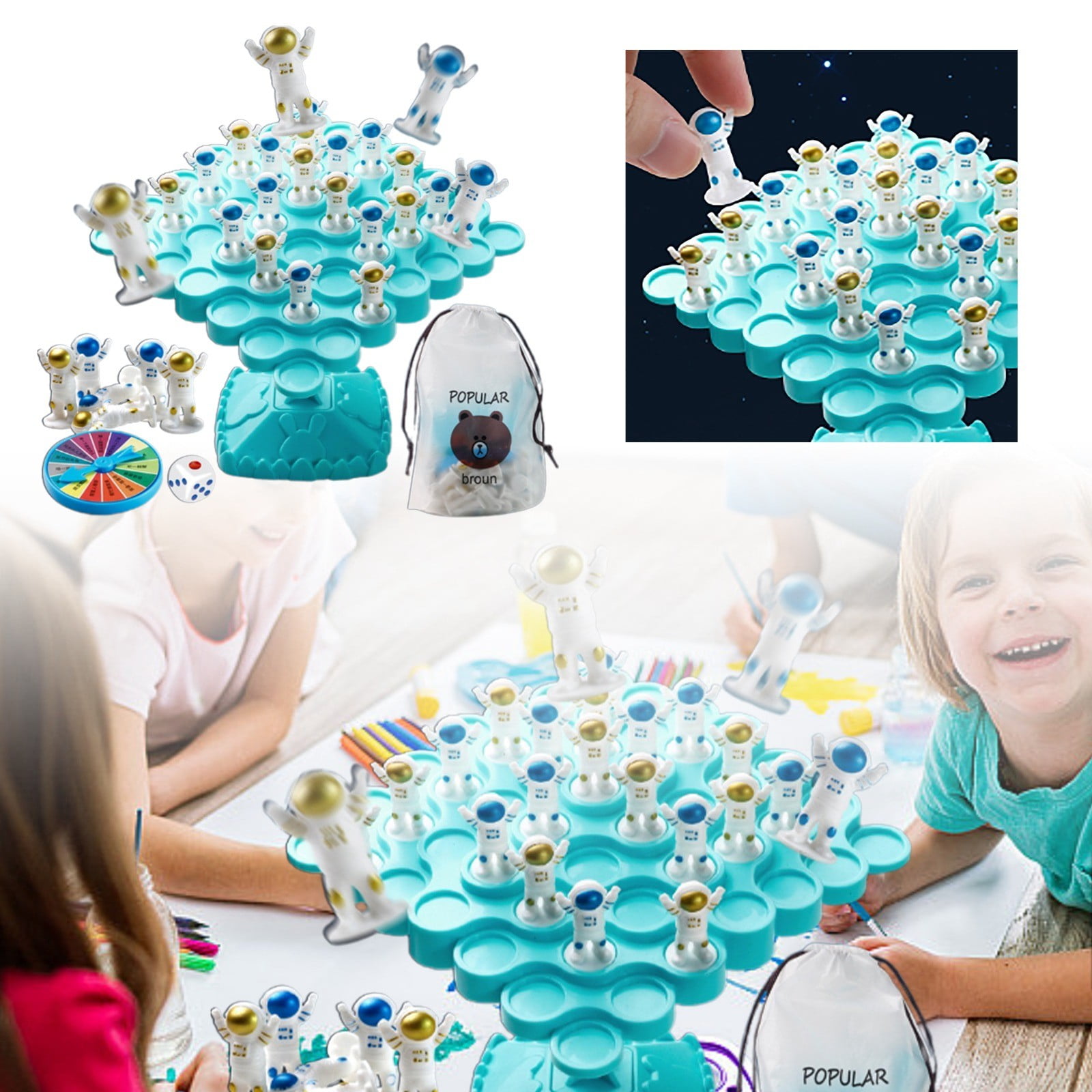 Astronaut Math Game for Kids - Parent-Child Stacking Toy with Dice ...