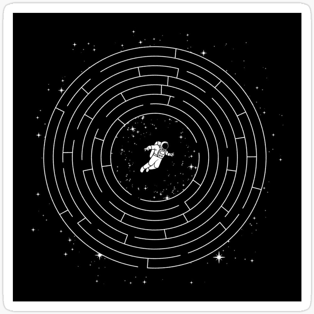 Astronaut Maze Adventure Labyrinth Exploration & Self-Discovery Sticker ...