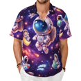 Astronaut Men's Shirts Short-Sleeved with All-Over Prints Button-Up ...