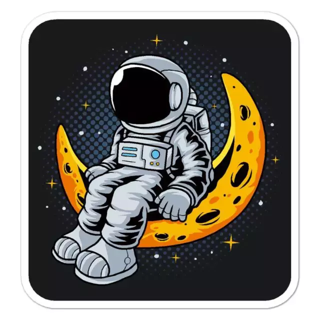 Astronaut Moon Space Sticker Indoor Outdoor Phone Decal Water Bottle ...