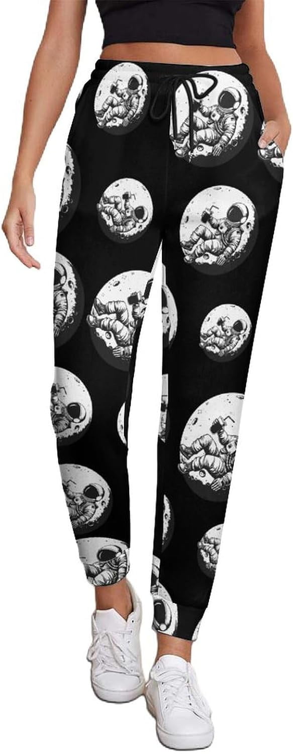 Astronaut Moon Space Women's Joggers Comfy Sweatpants Lightweight Yoga ...