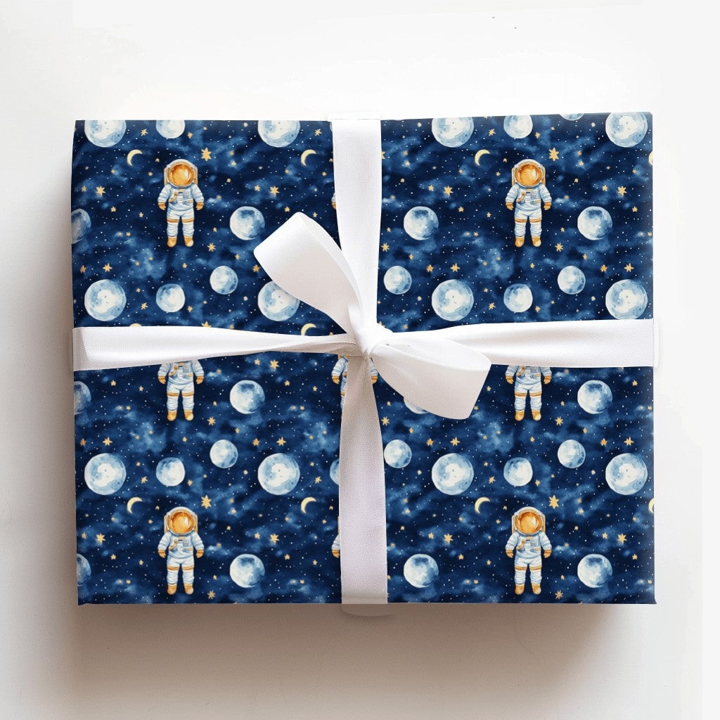 Astronaut Moons and Stars Outer Space Gift Wrapping Paper - Walmart.com