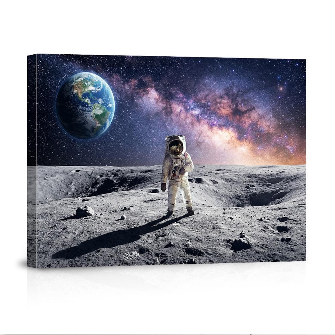 Astronaut On Moon Earth Milky Way Space Exploration Cosmic Home ...