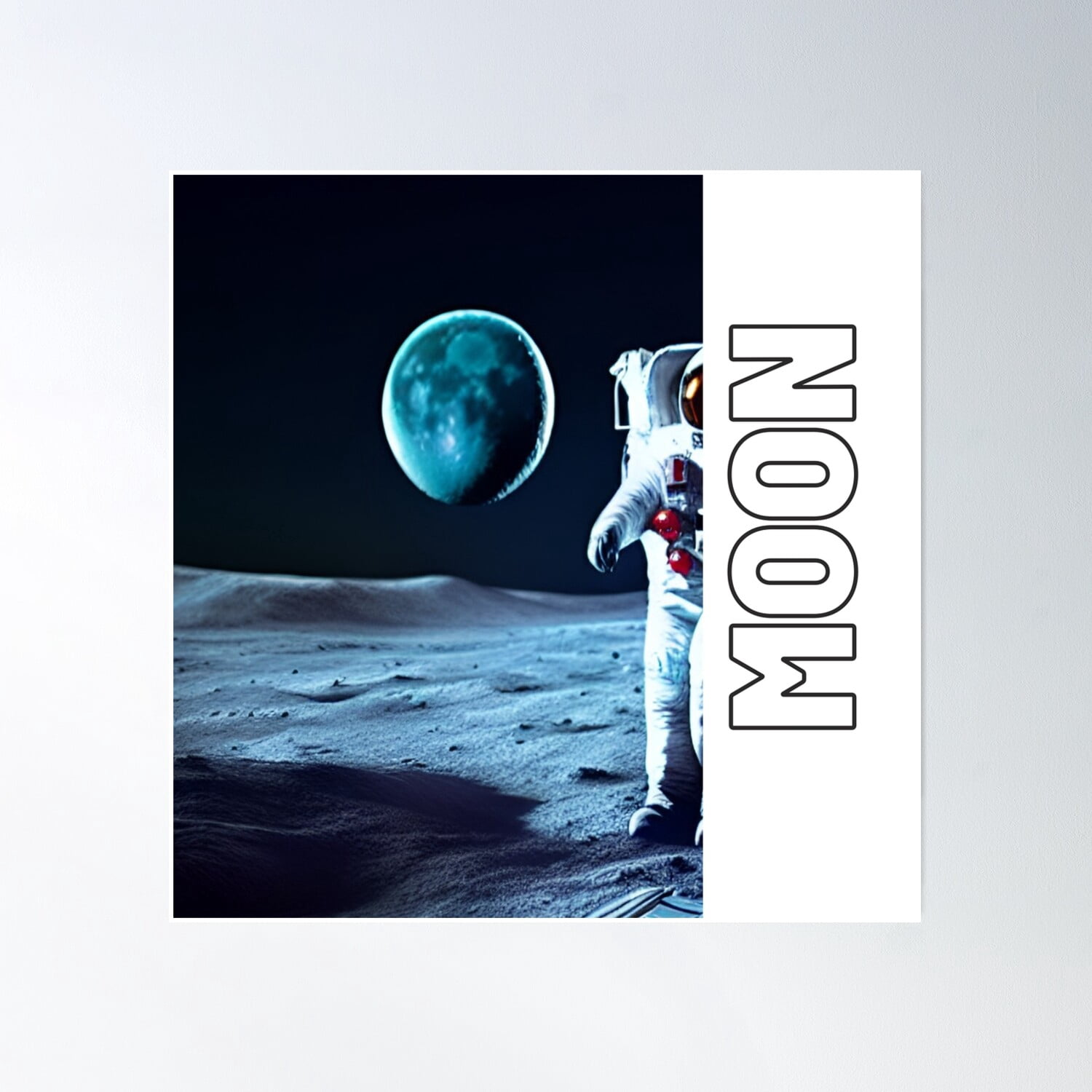 Astronaut On The Dark Moon 20 Poster Wall Art, Modern Wall Decor, 16x16 ...